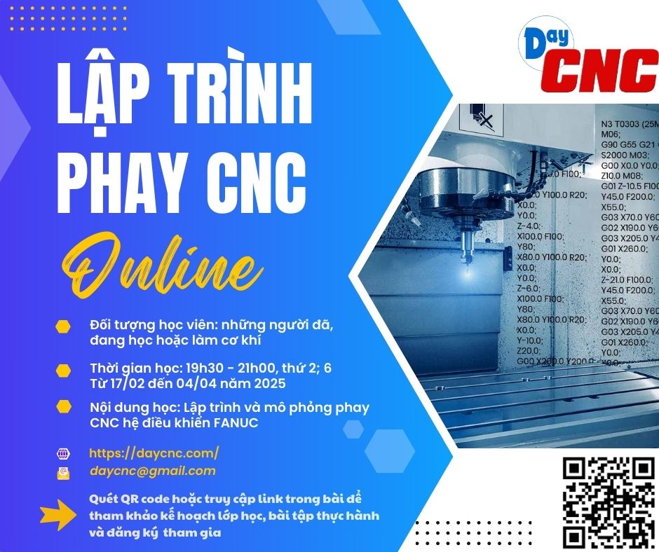 Thông báo mở lớp "Lập trình phay CNC online" - DayCNC